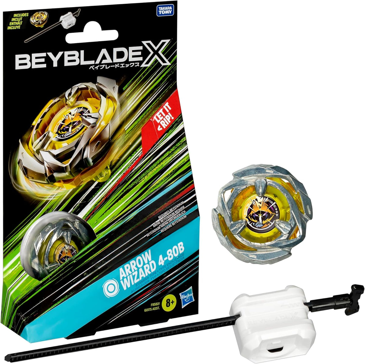 Beyblade X Arrow Wizard 4-80B Starter Pack Top and Launcher — Athena ...