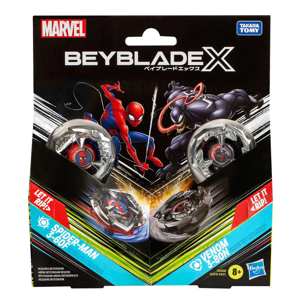 Beyblade X Spider-Man 3-60F vs Venom 3-80N — Athena Games Ltd