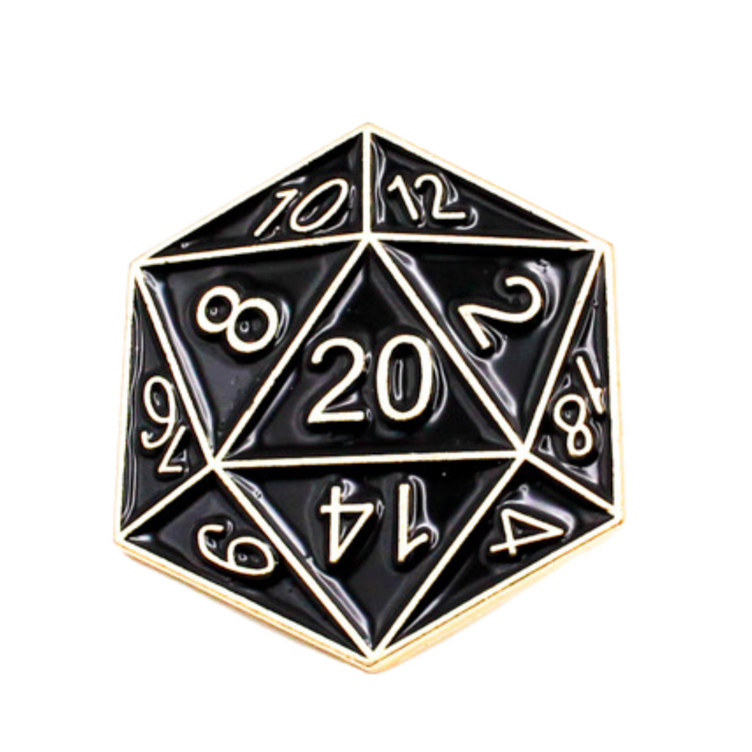 Black D20 - Mystery Goblin Dice Enamel Pin — Athena Games Ltd